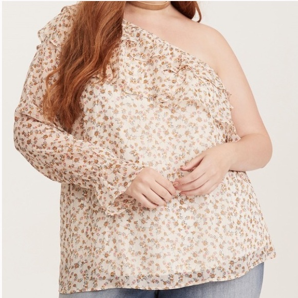 torrid | Tops | Torrid New Floral One Shoulder Ruffle Top Stripe | Poshmark